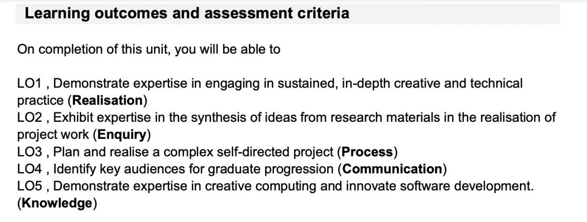 Class Week 1 – Assessment Criteria and Intro – Jetha's Graduation Project